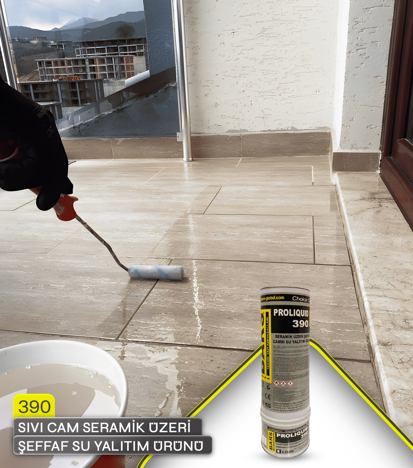 Sıvı Cam Seramik Üzeri Şeffaf Su Yalıtım Ürünü | Zemin Boyası